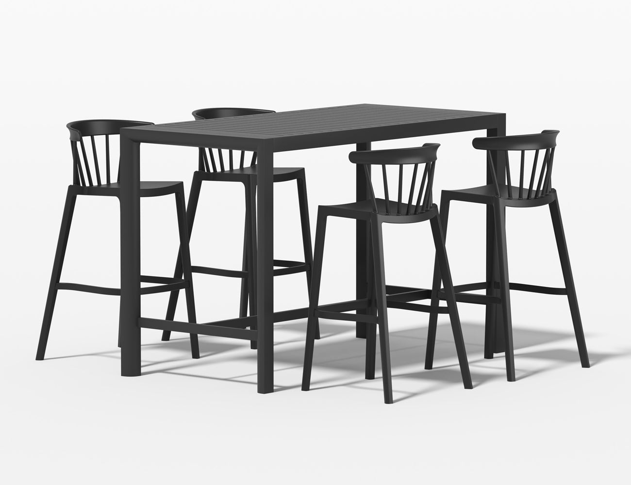 Stratus Table With Aria Chairs 5-Piece Outdoor Bar Set - Luxi Living