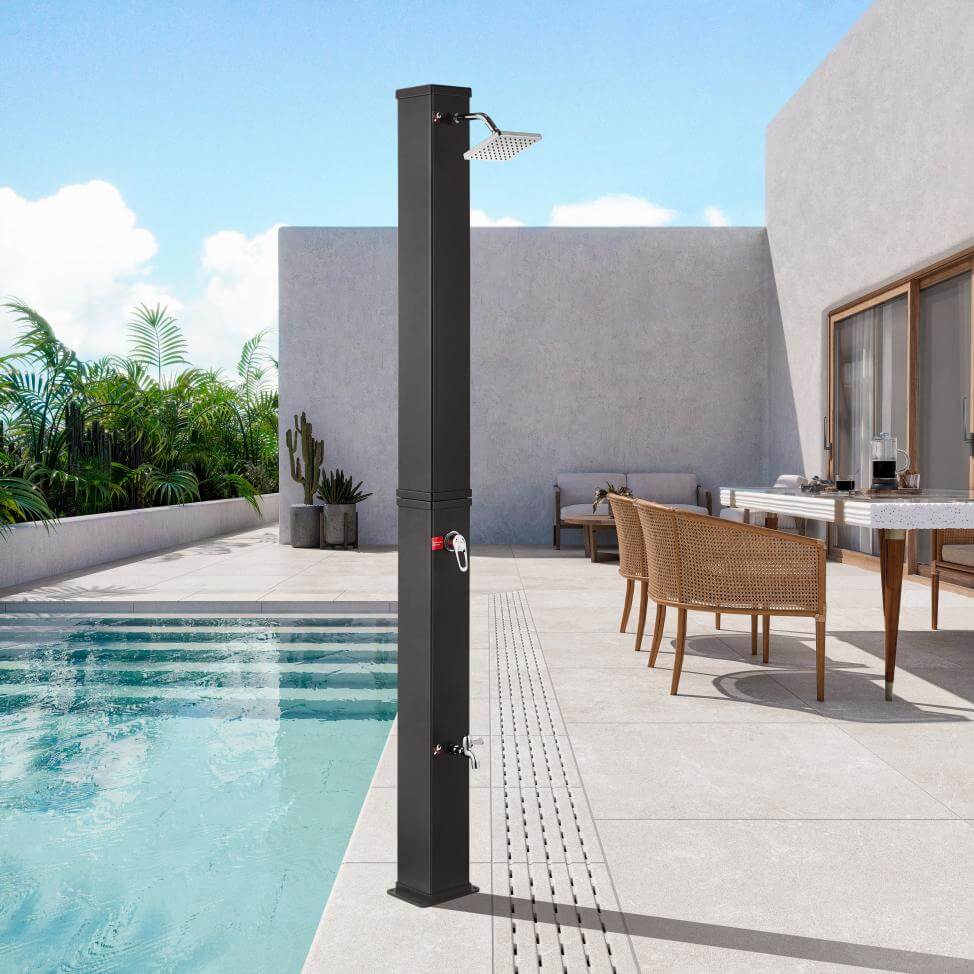 Solar Heated Outdoor Shower 40L - Freestanding Backyard Shower - Luxi ...